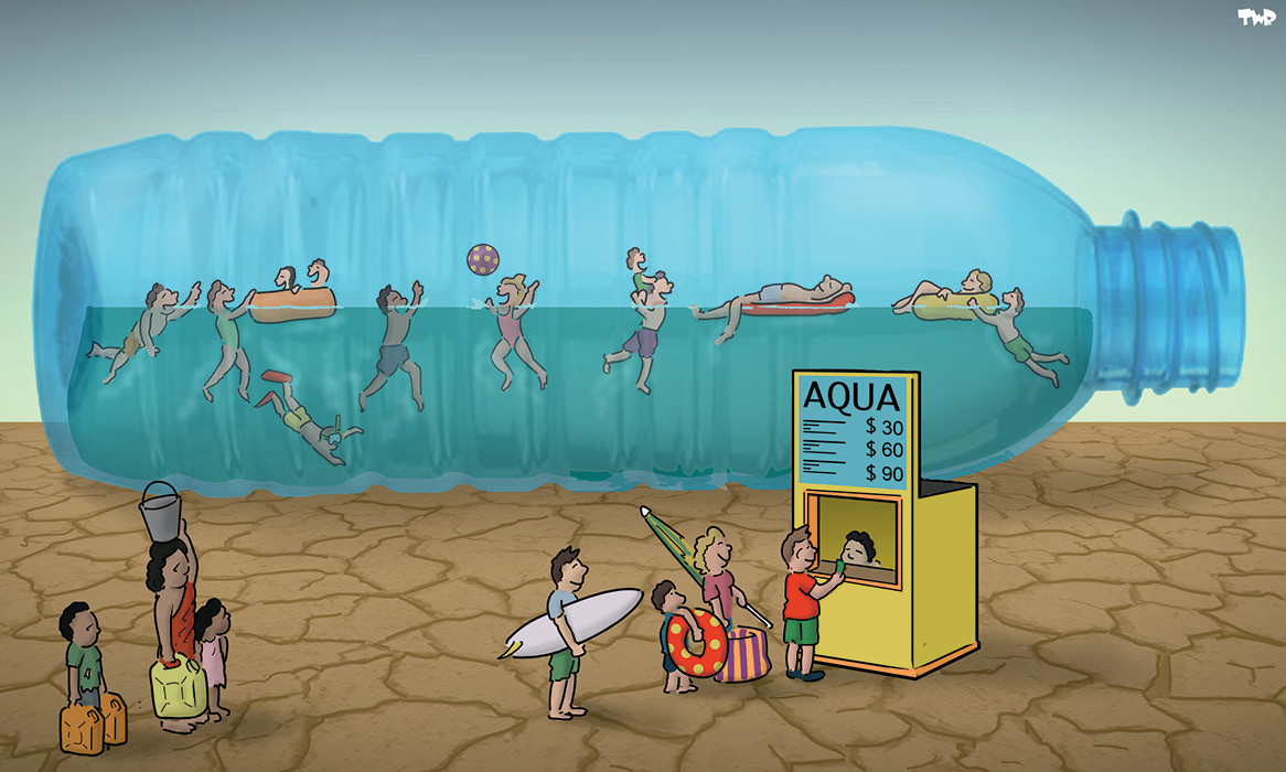 Editorial Cartoons About Bottled Water Clipart Of A Cartoon Bottled