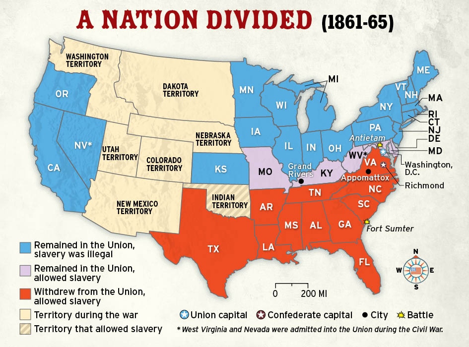 Map Of The Union During The Civil War U.S. Civil War